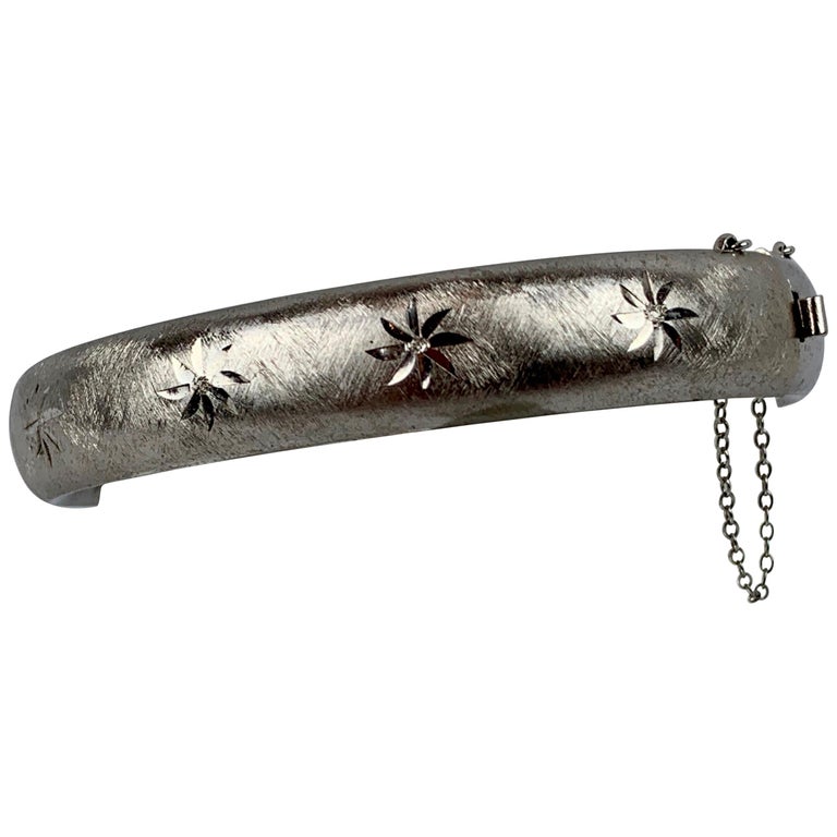 Vintage Sterling Silver Bangle Bracelet with a Florentine Finish at ...