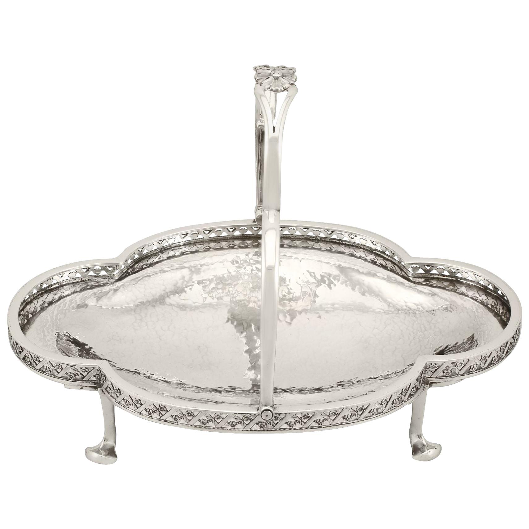 Antique English Sterling Silver Basket with Olden Days Warrior For Sale ...