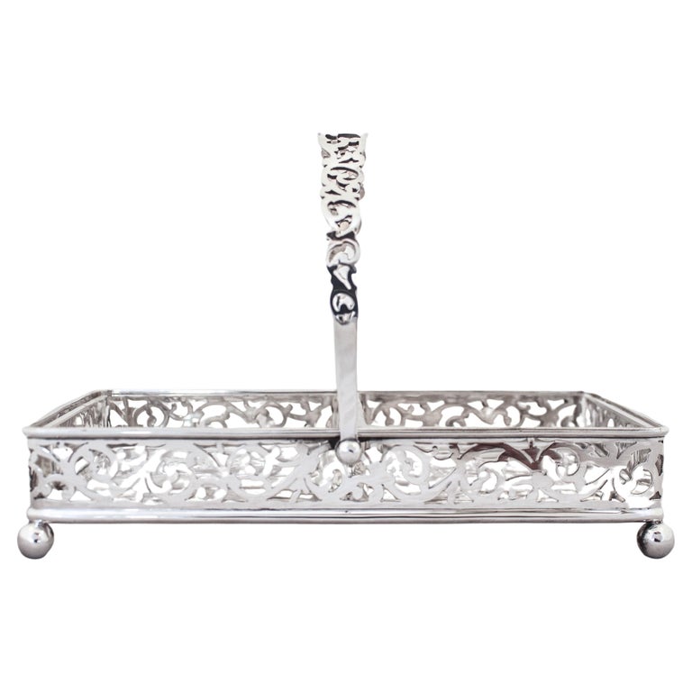Sterling Silver Basket with Crystal Sectional For Sale at 1stDibs
