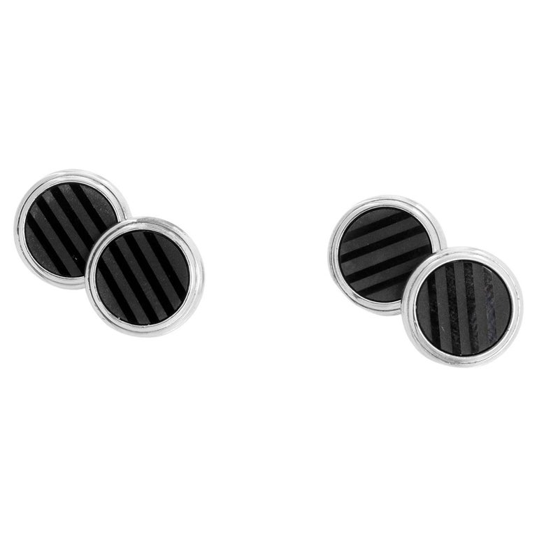 Sterling Silver Black Cufflinks For Sale at 1stDibs