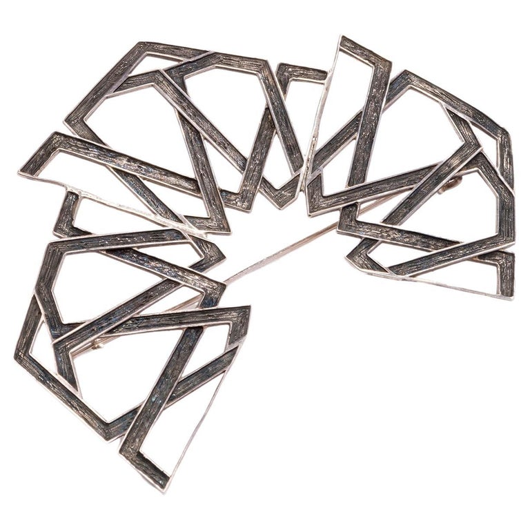 Sterling Silver, Black Rhodium Plated, Geometric, Star Brooch For Sale ...