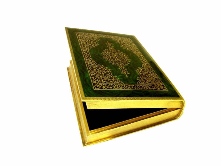 Sterling Silver Book-Shaped Quran Box Enameled and Plated Salimbeni For ...