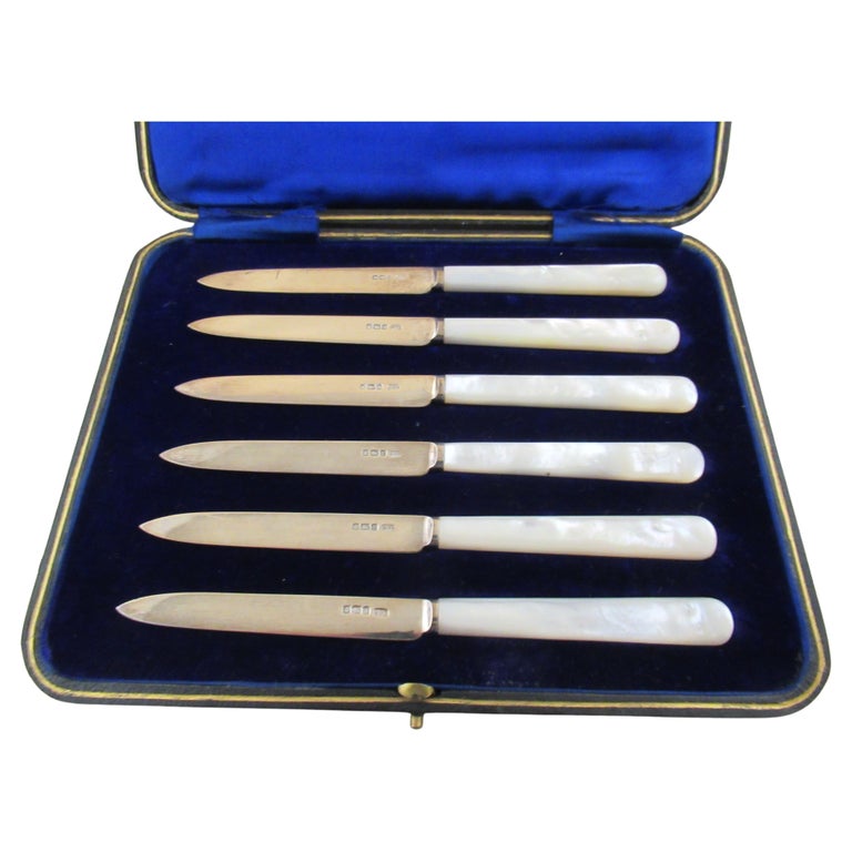 Sterling Silver - Box of 6 TEA KNIVES - ENGLISH - Hallmarked ...