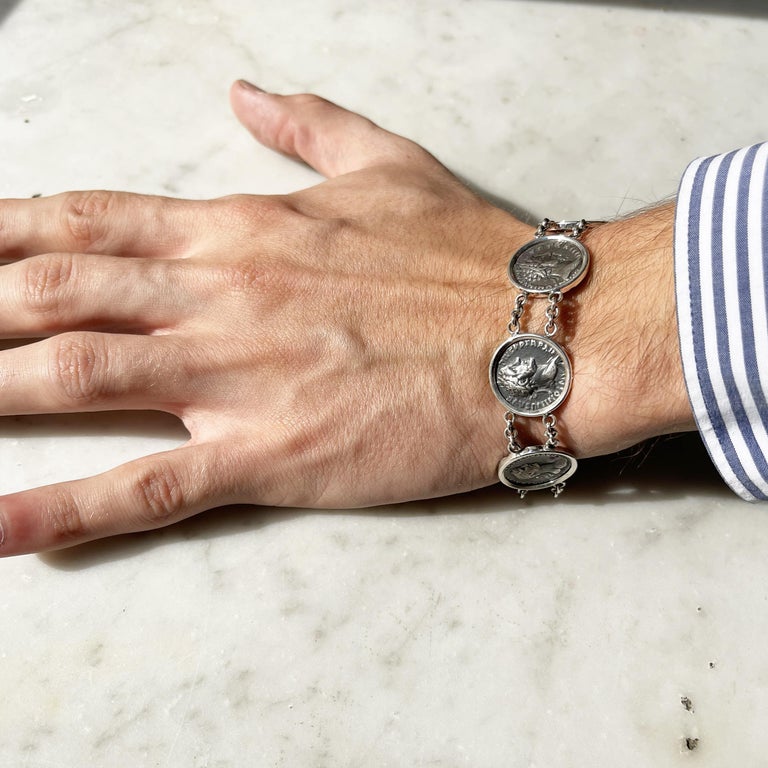 Sterling Silver Bracelet with 5 Authentic Roman Coins Depicting Roman ...
