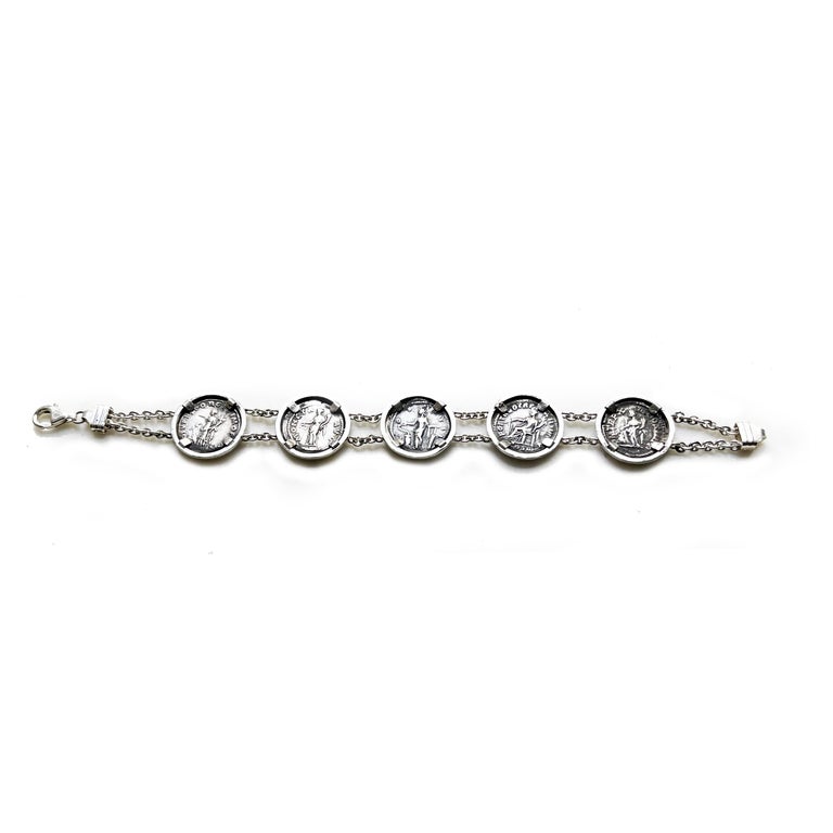 Sterling Silver Bracelet with 5 Authentic Roman Coins Depicting Roman ...