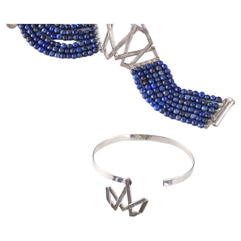 Sterling Silver Bracelet with Blackrhodium Plated Pattern, Handmade in ...