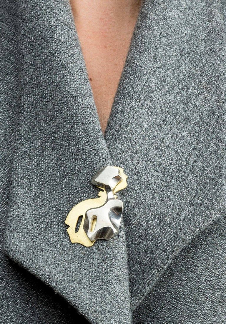 Sterling Silver Brooch, Hand Carved Lost Wax Technique For Sale at 1stDibs