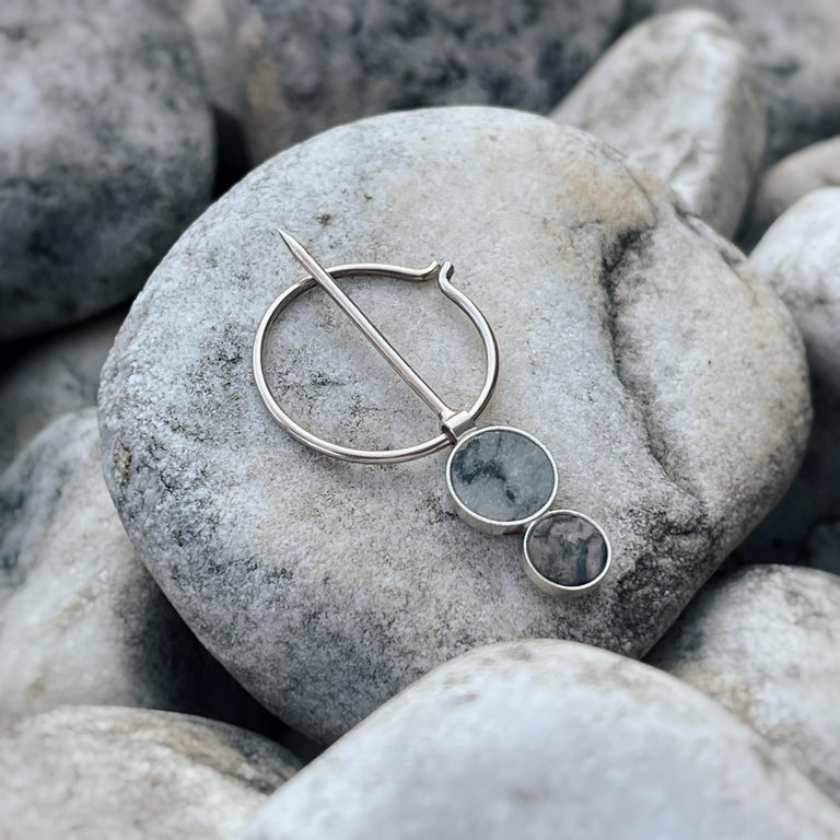 Sterling silver brooch with natural stones: dolomite and rodingite For ...