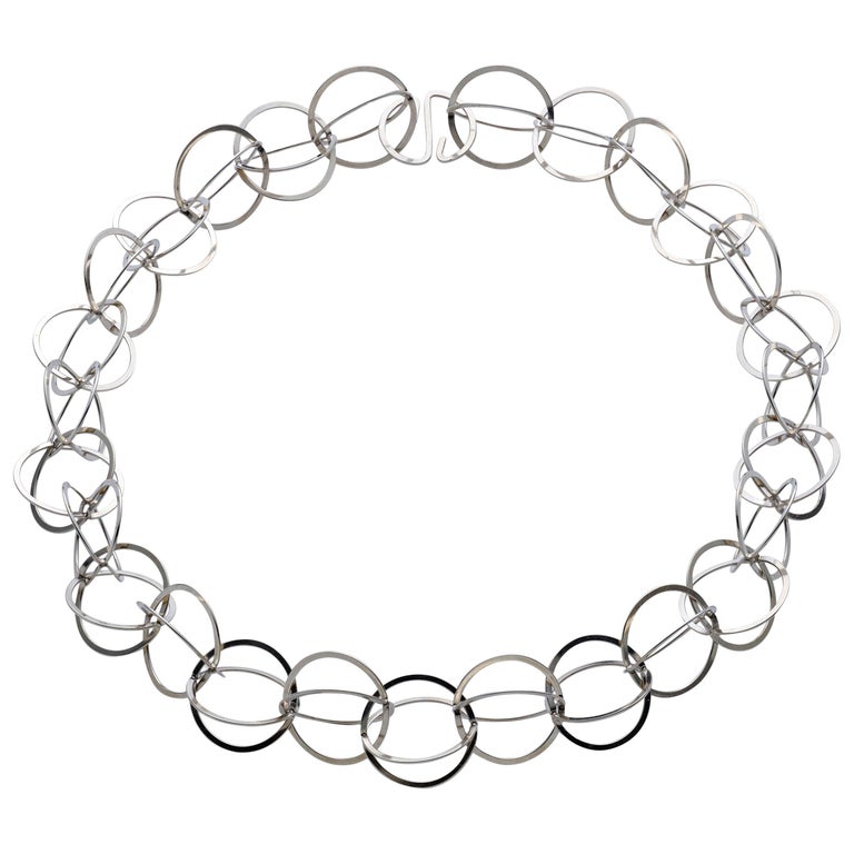 Sterling Silver "Bubbles" Link Necklace For Sale at 1stDibs