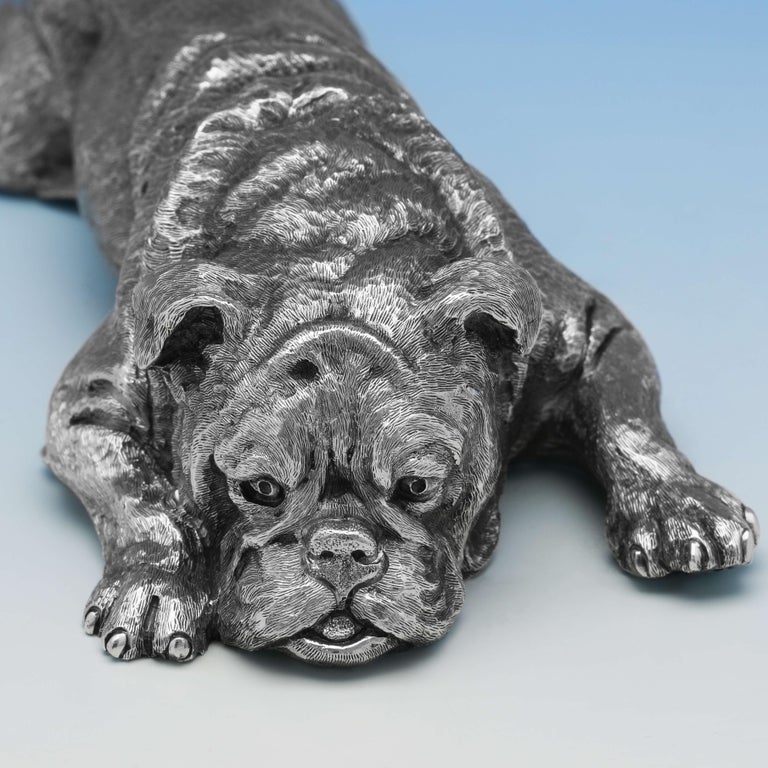 Very Heavy Cast Sterling Silver Model of a Bulldog Hallmarked in London ...
