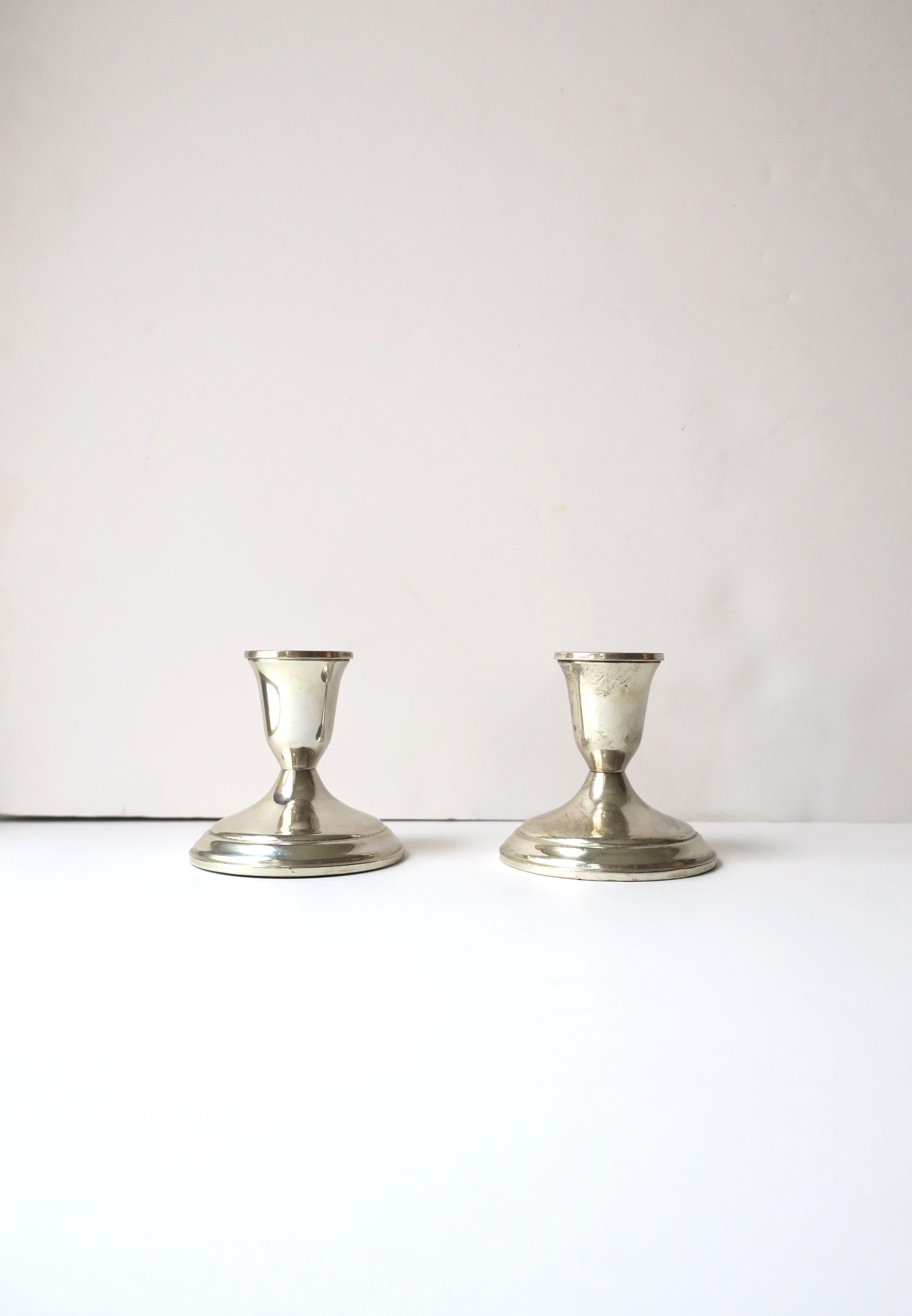 Sterling Silver Candlestick Holders, Pair For Sale at 1stDibs