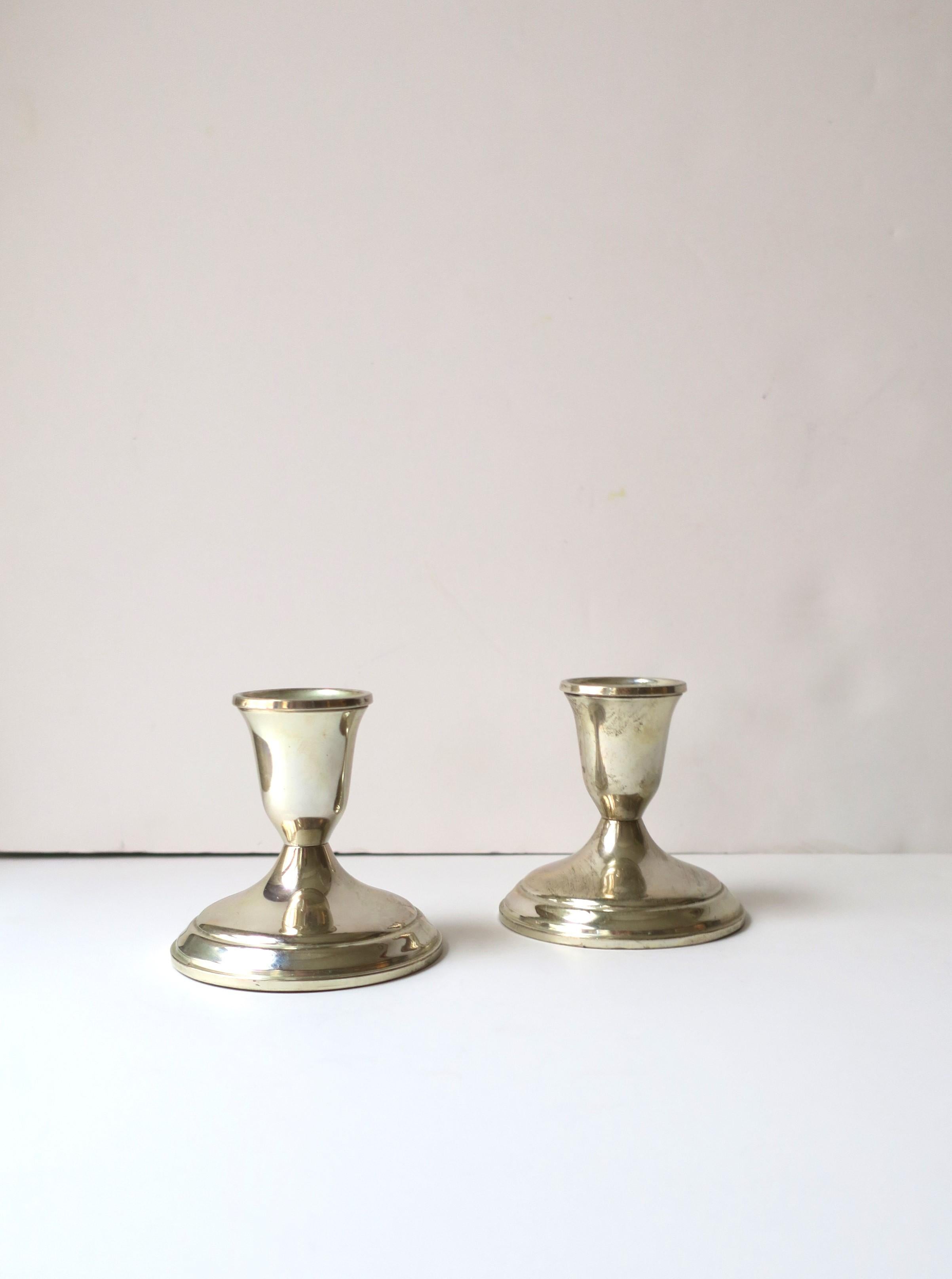 Sterling Silver Candlestick Holders, Pair For Sale at 1stDibs