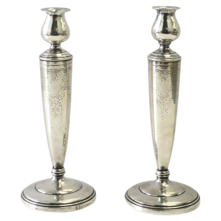 Sterling Silver Candlesticks, Pair For Sale at 1stDibs