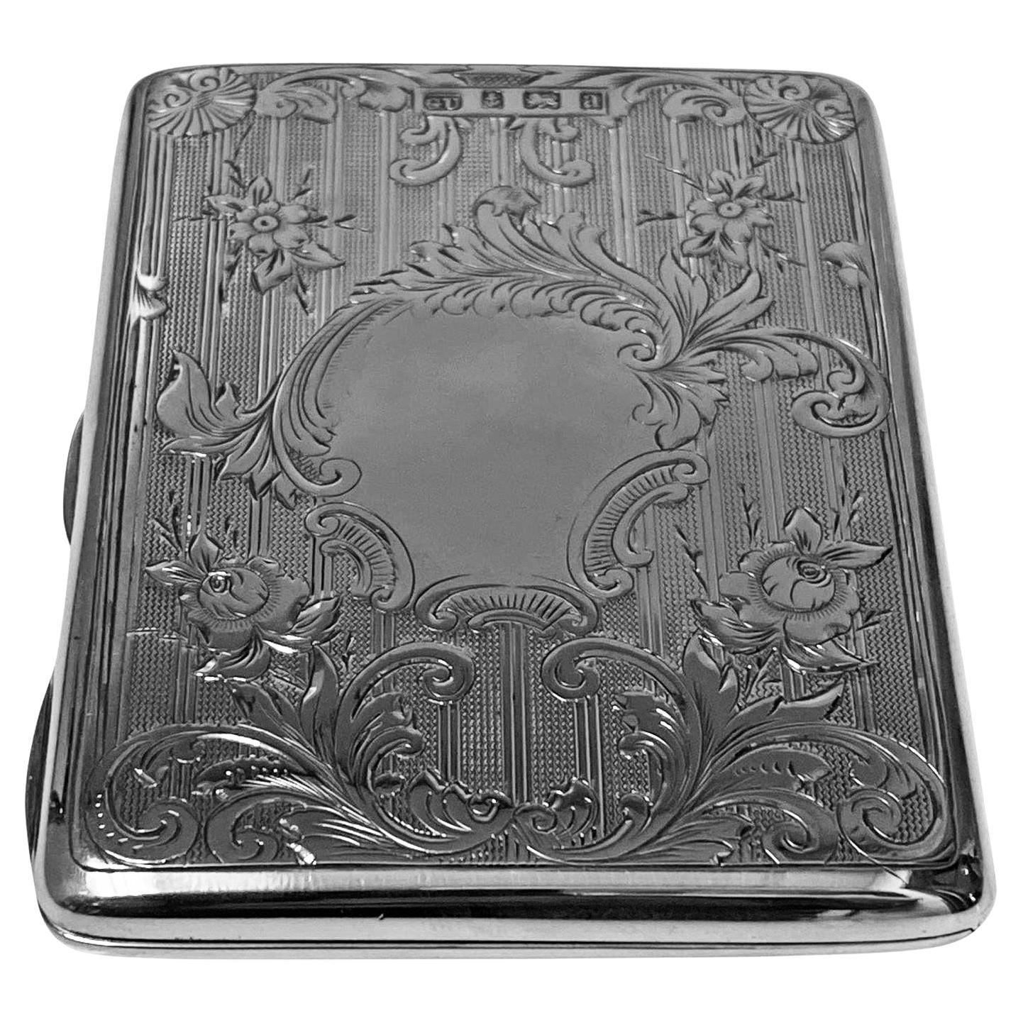 Sterling Silver Card or Cigarette Case, Birmingham 1900 George Unite ...