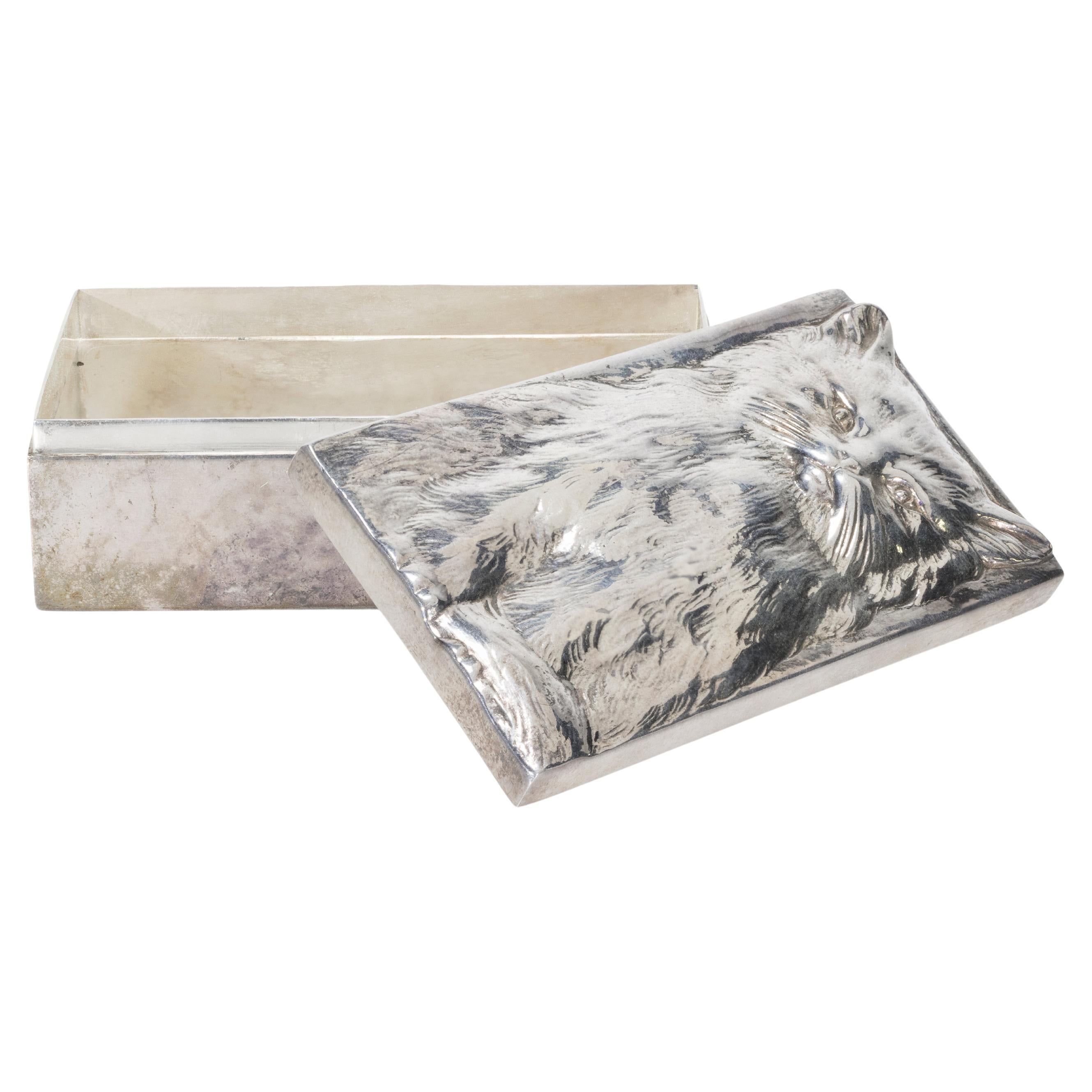 Sterling Silver Decorated Vanity Box For Sale at 1stDibs