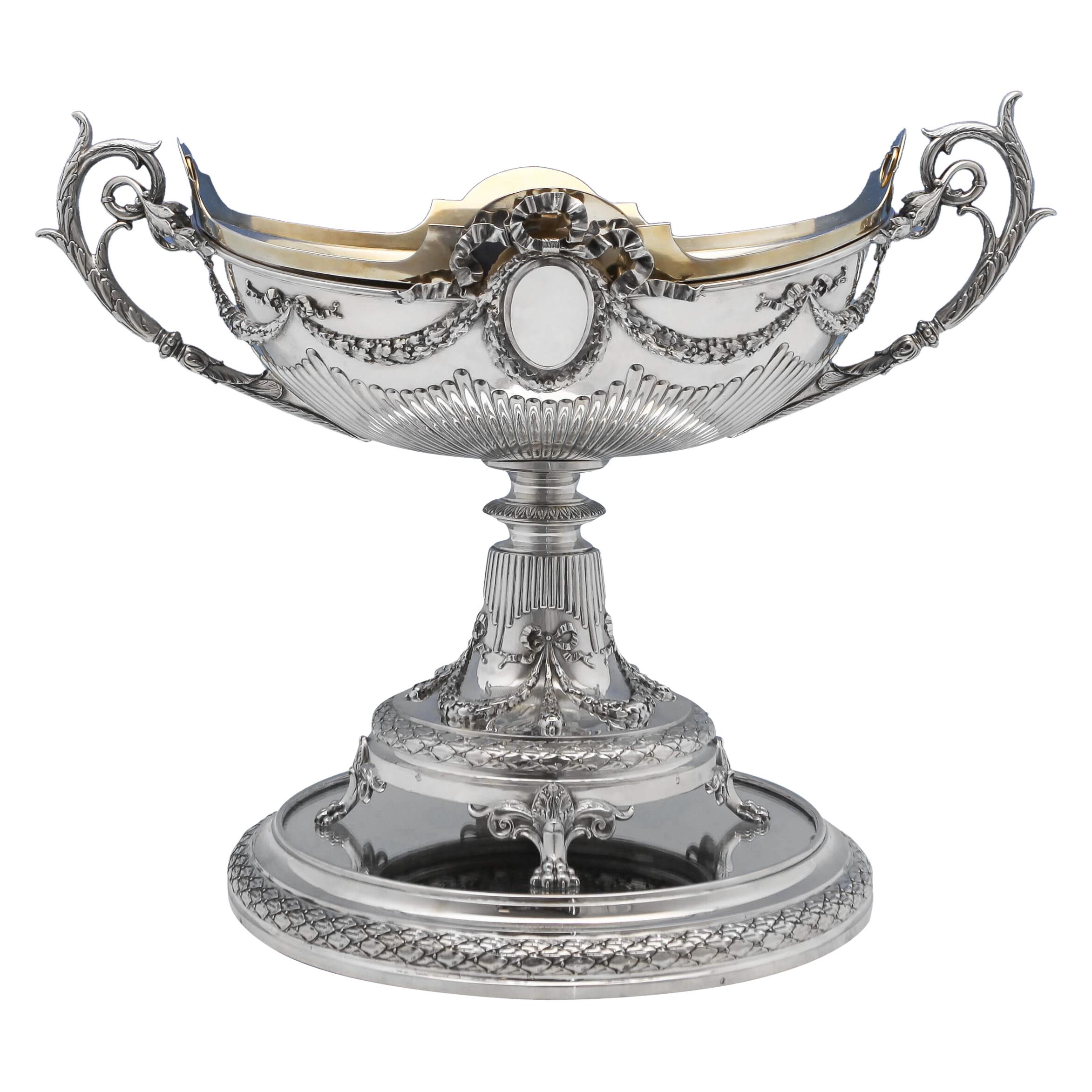Large Antique French Rococo Revival Silver Centerpiece Plateau For Sale ...