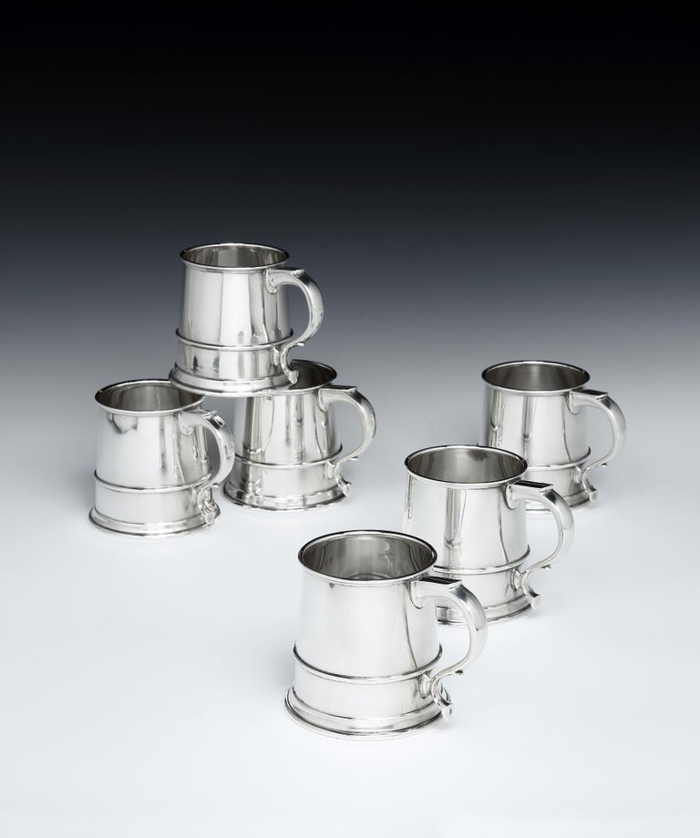 Sterling Silver Champagne Tankards with Glass Bottoms, 1939 at 1stDibs