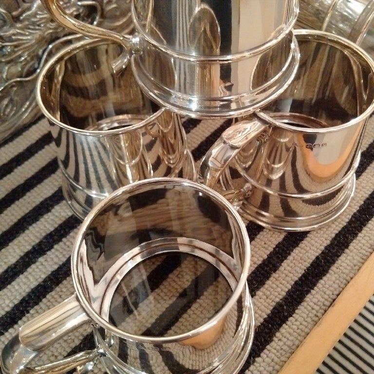 Sterling Silver Champagne Tankards with Glass Bottoms, 1939 at 1stDibs