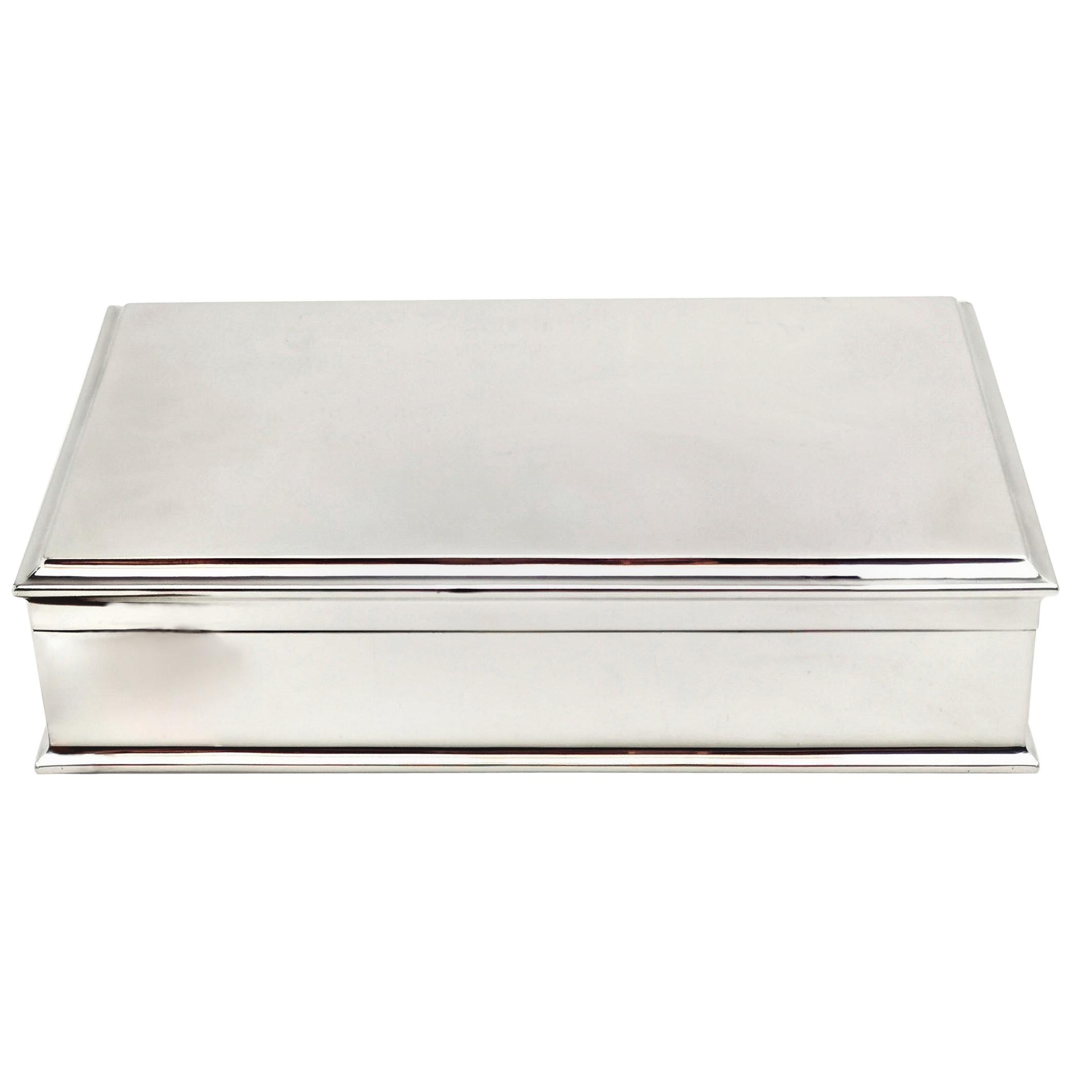 Sterling Silver Cigar Box / Cigarette Box 1954 Bevelled Edge at 1stDibs