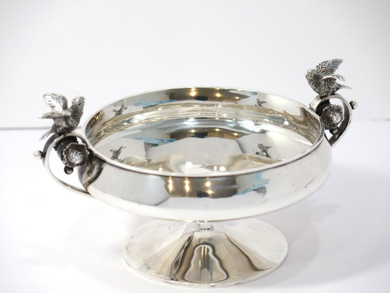 Sterling Silver Clark and Biddle Antique Bird-Decorated Sugar Bowl and ...