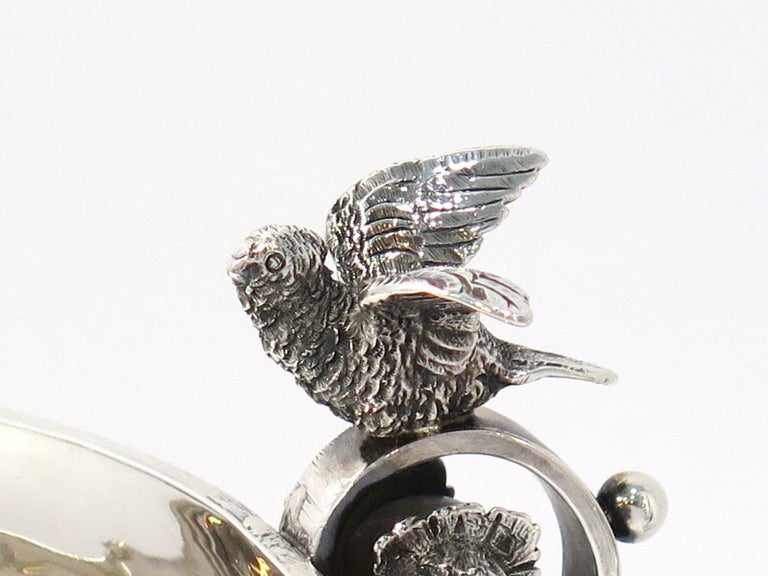 Sterling Silver Clark and Biddle Antique Bird-Decorated Sugar Bowl and ...
