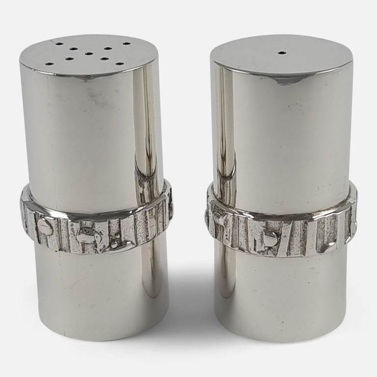 Sterling Silver Condiment Set and Tray, Brian Asquith For Sale at 1stDibs