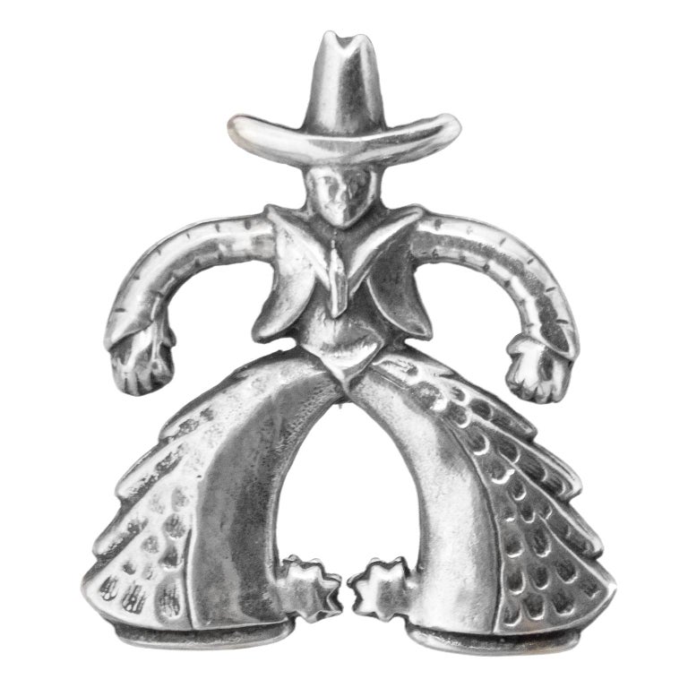 Sterling Silver Cowboy Pin 1950's at 1stDibs