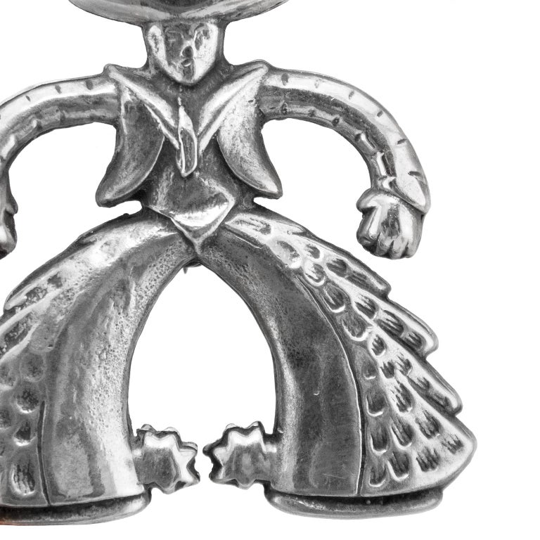 Sterling Silver Cowboy Pin 1950's at 1stDibs