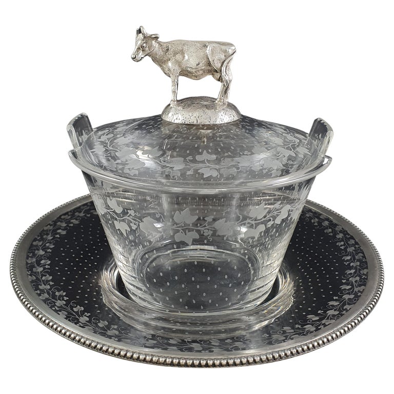 Sterling Silver and Crystal Butter Dish at 1stDibs