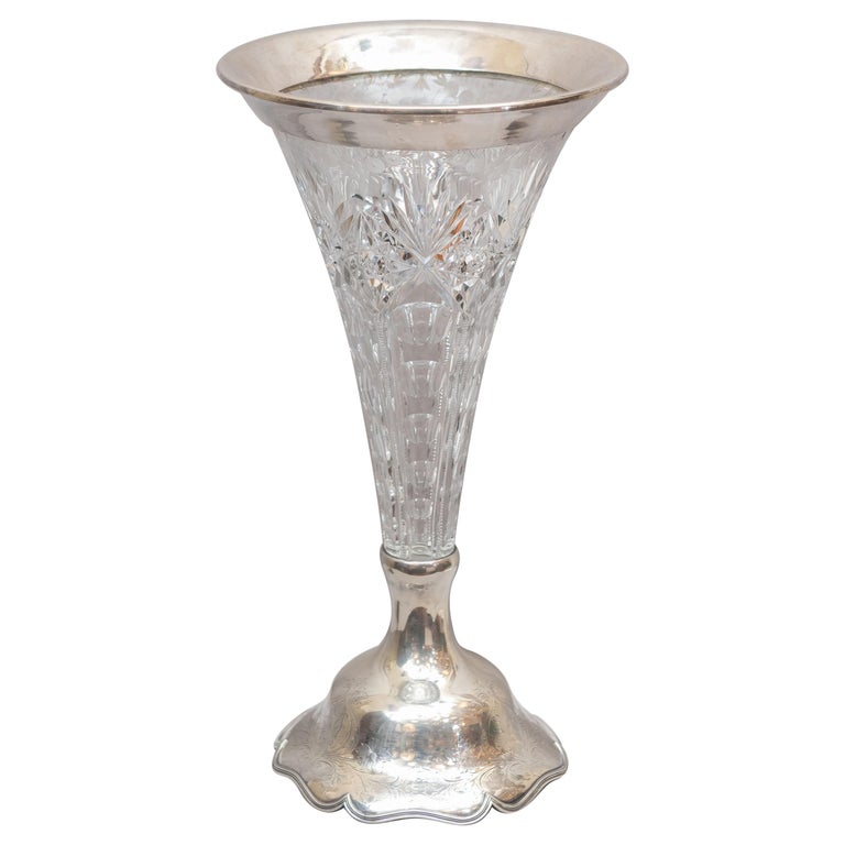 Sterling Silver And Cut Glass Tall Vase Signed Shreve San Francisco Circa 1920 At 1stdibs