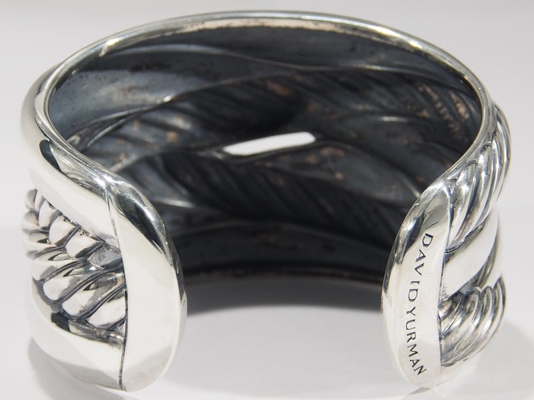 Sterling Silver David Yurman Cuff Bracelet Wide Rope Motif at 1stDibs