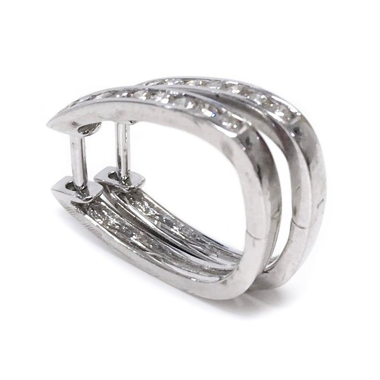 Sterling Silver Diamond Hoop Earrings For Sale at 1stDibs