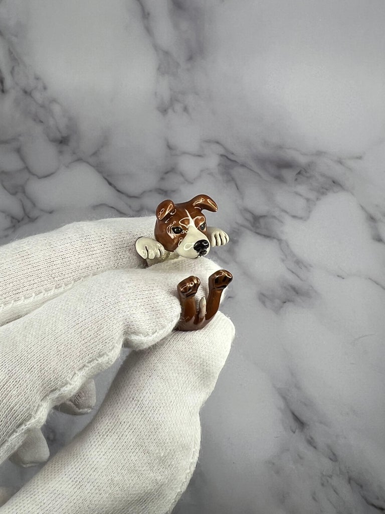 Sterling Silver Dog Puppy Animal Nature Brown Pitbull Statement Open ...