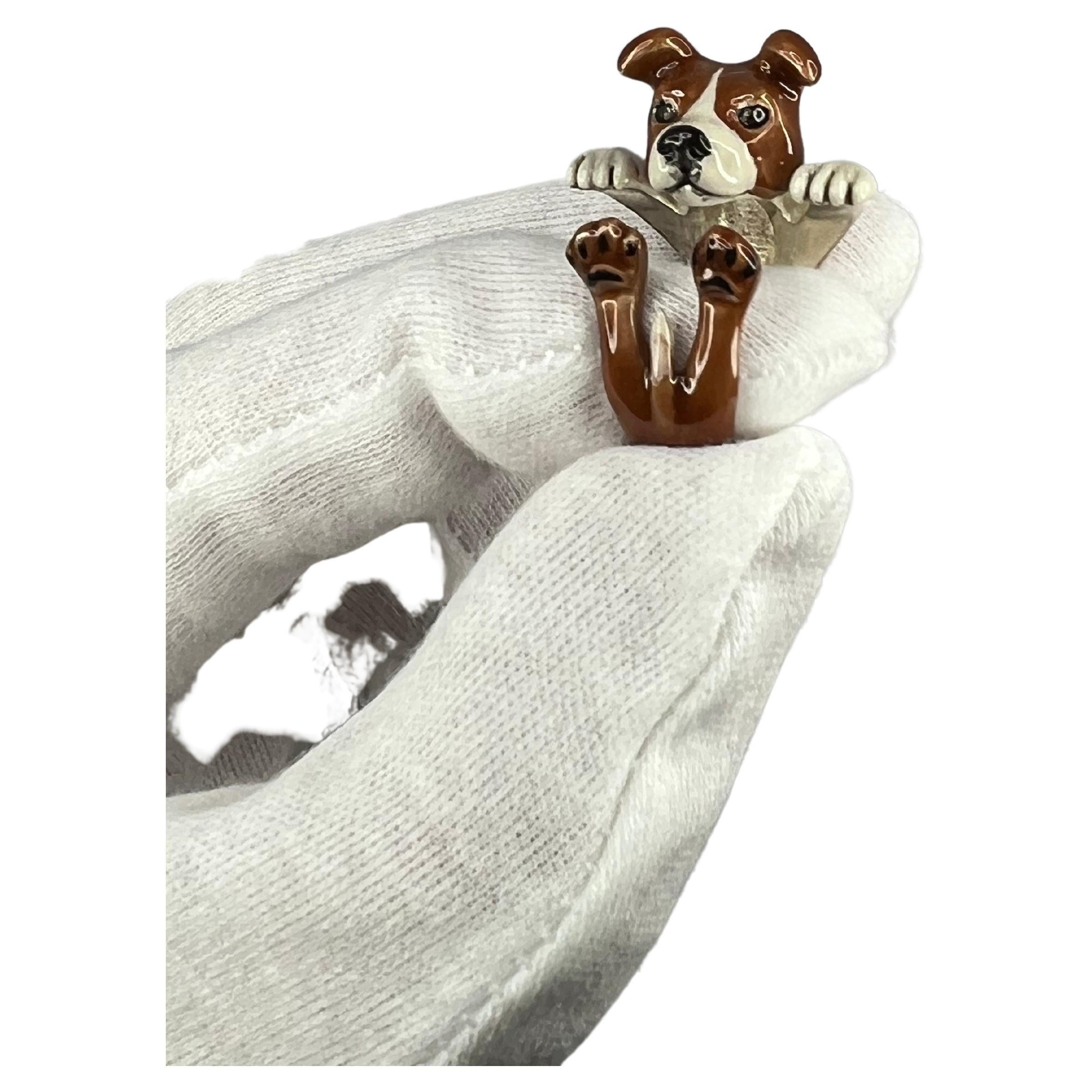 Sterling Silver Dog Puppy Animal Brown Pitbull Statement Open Hug ...
