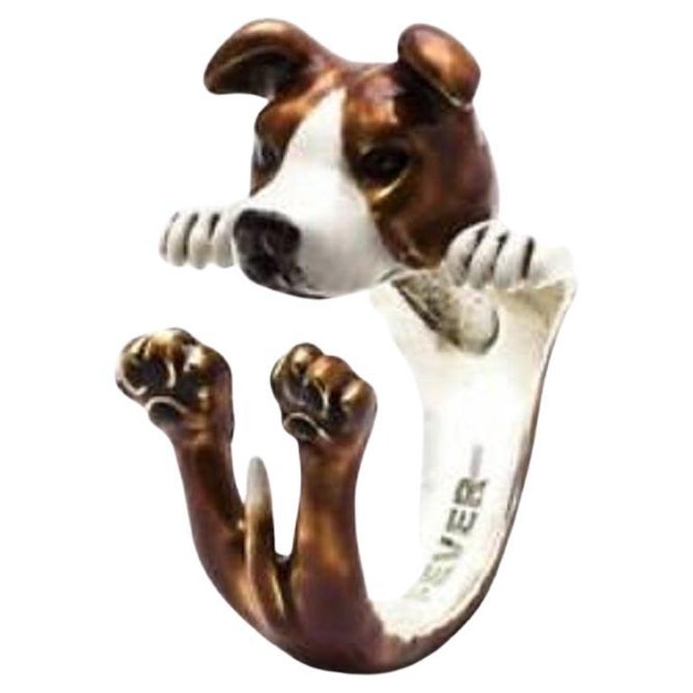 Sterling Silver Dog Puppy Animal Nature Brown Pitbull Statement Open ...
