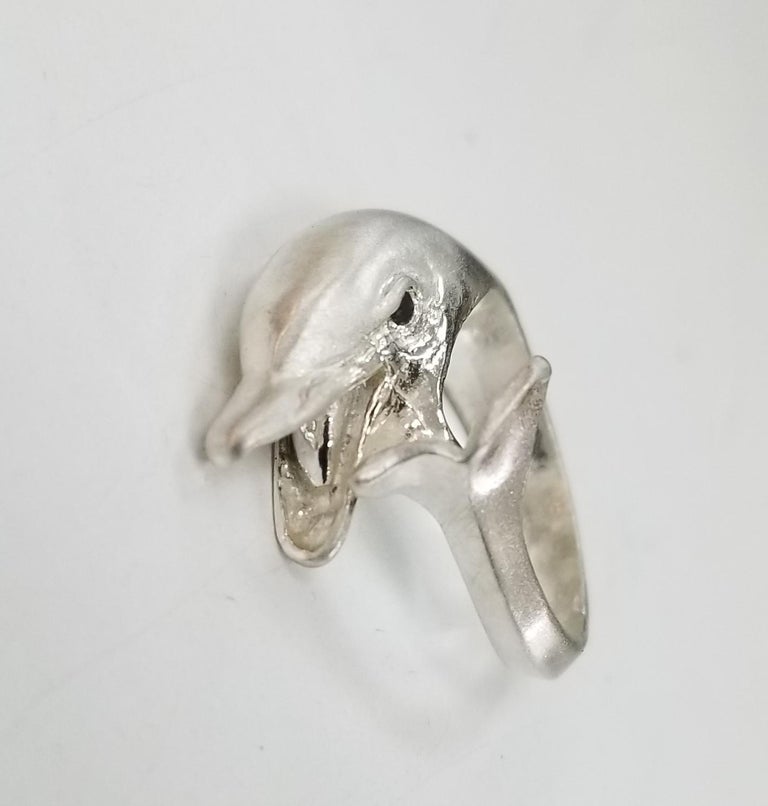Sterling Silver "Dolphin" Ring with a Sapphire Eye For Sale at 1stDibs ...