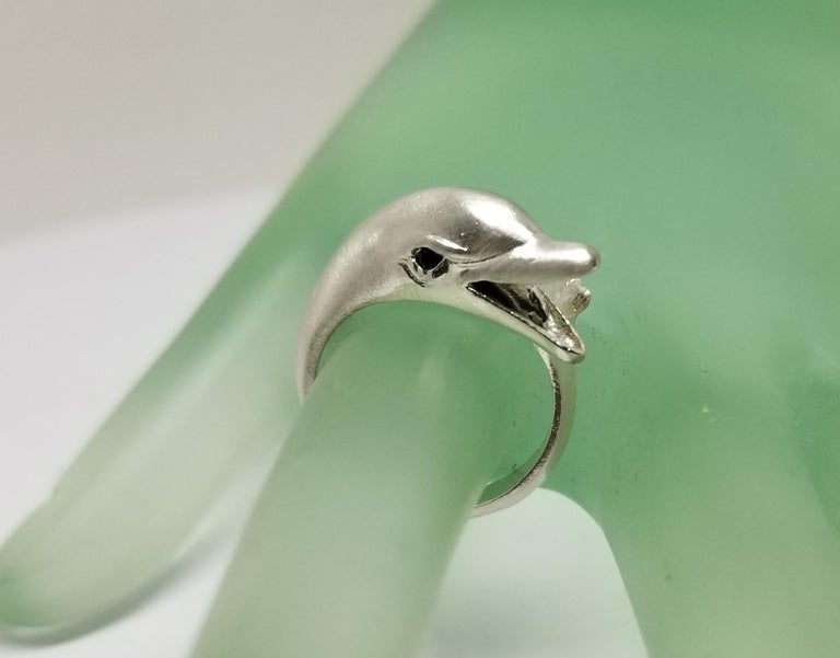 Sterling Silver "Dolphin" Ring with a Sapphire Eye For Sale at 1stDibs ...