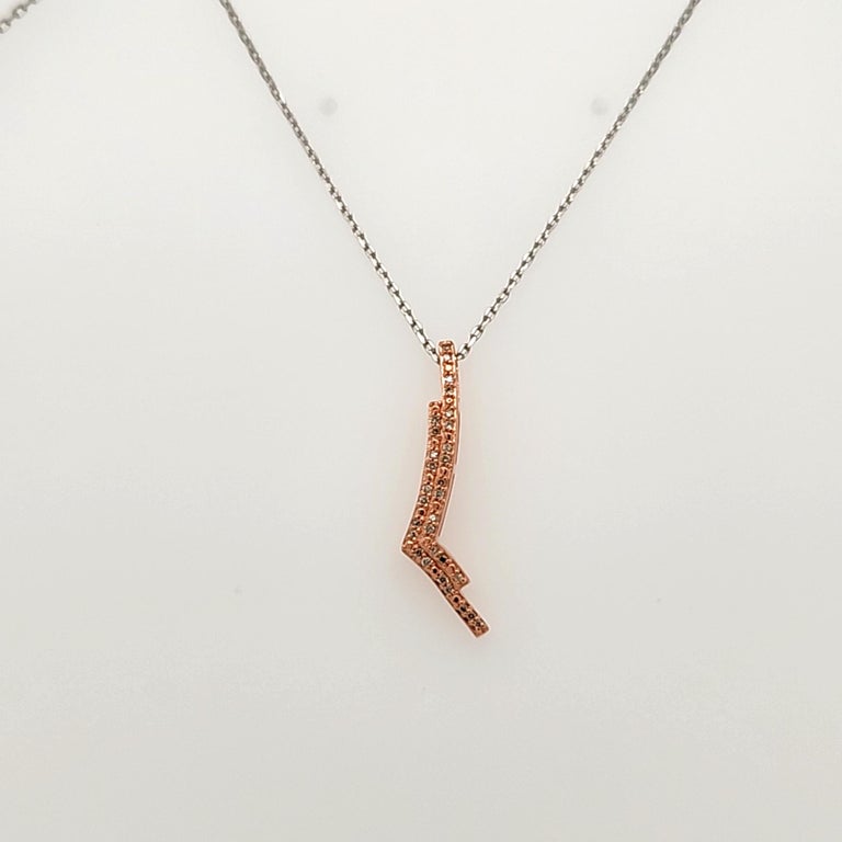 Sterling Silver Double Vertical and Brown Diamond 925 Pendant For Sale ...