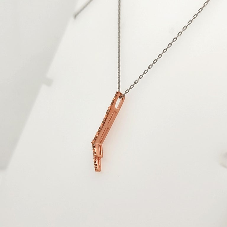 Sterling Silver Double Vertical and Brown Diamond 925 Pendant For Sale ...