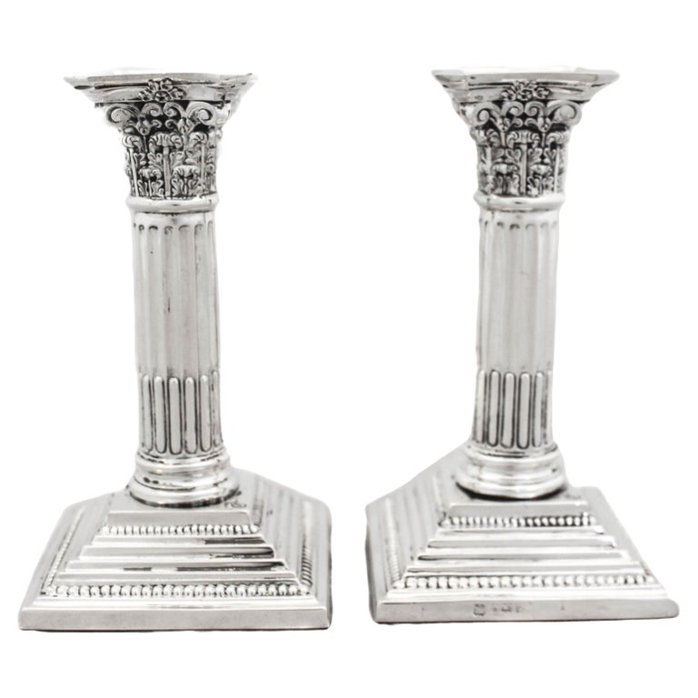 Sterling Silver English Candlesticks For Sale at 1stDibs