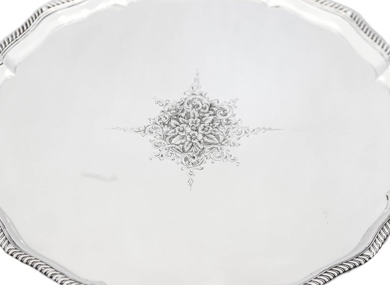 Sterling Silver English Salver For Sale at 1stDibs