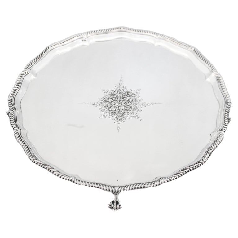 Sterling Silver English Salver For Sale at 1stDibs