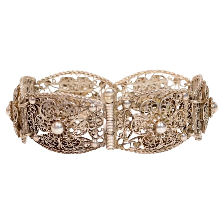 Sterling Silver Filigree Bracelet c1940 For Sale at 1stDibs