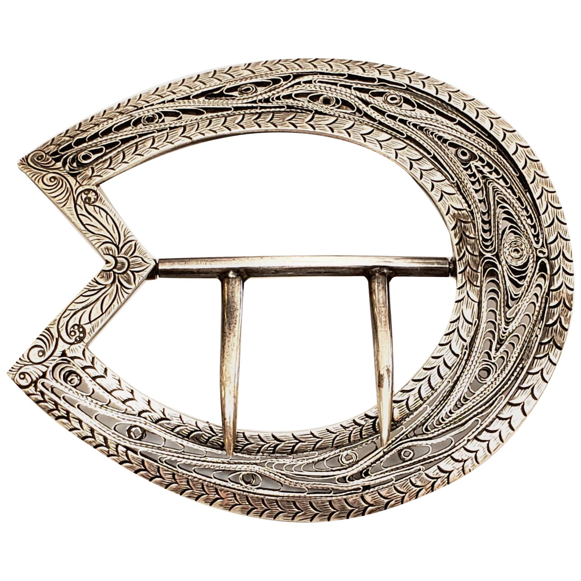 Sterling Silver Filigree Sash Buckle at 1stDibs