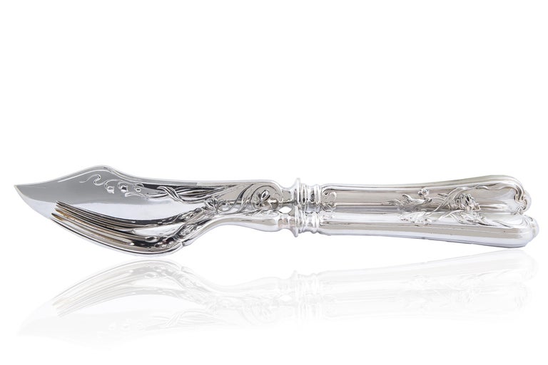 Sterling Silver Fish Cutlery Set For Sale at 1stDibs
