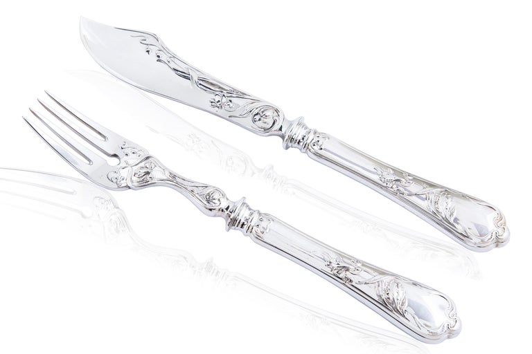 Sterling Silver Fish Cutlery Set For Sale at 1stDibs
