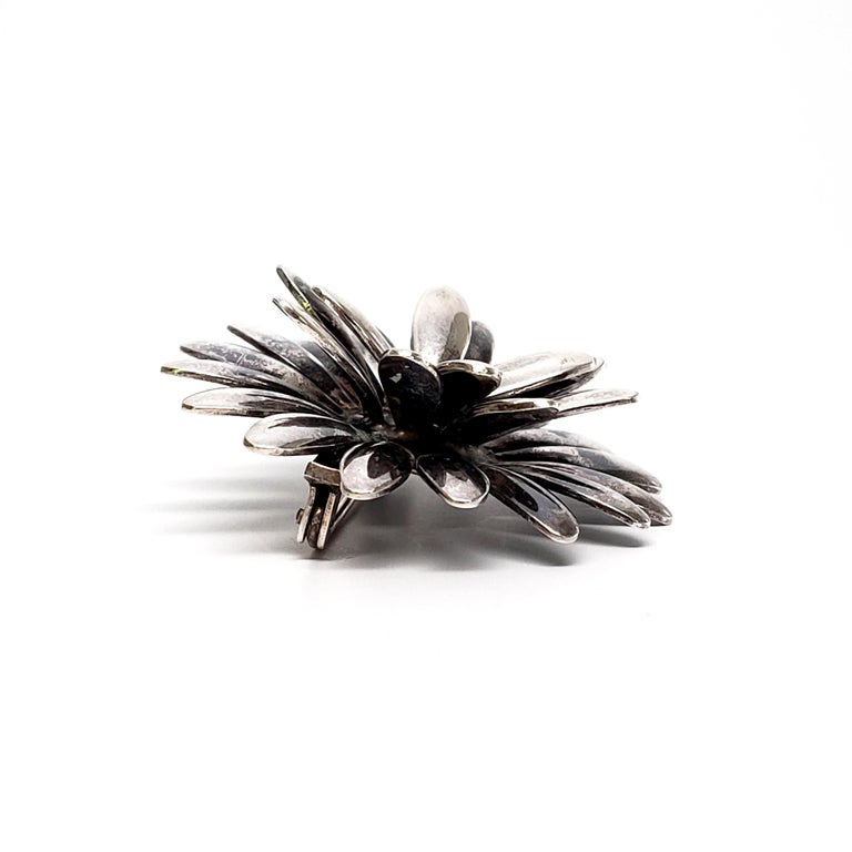 Sterling Silver Flower Pin at 1stDibs