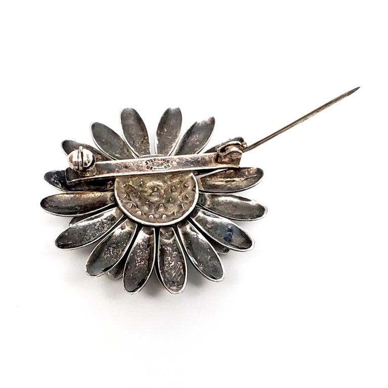 Sterling Silver Flower Pin at 1stDibs