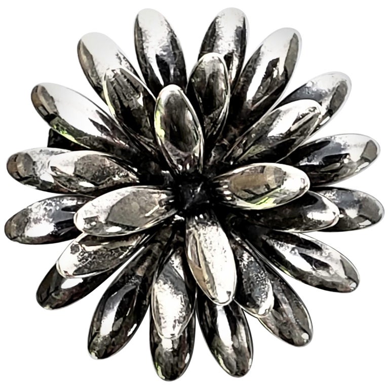 Sterling Silver Flower Pin at 1stDibs