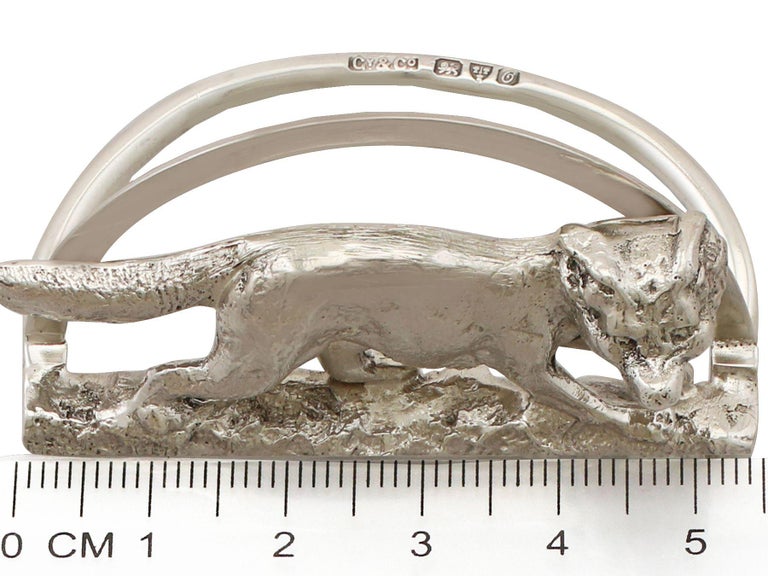 Antique Sterling Silver Fox Card/Menu Holders For Sale at 1stDibs